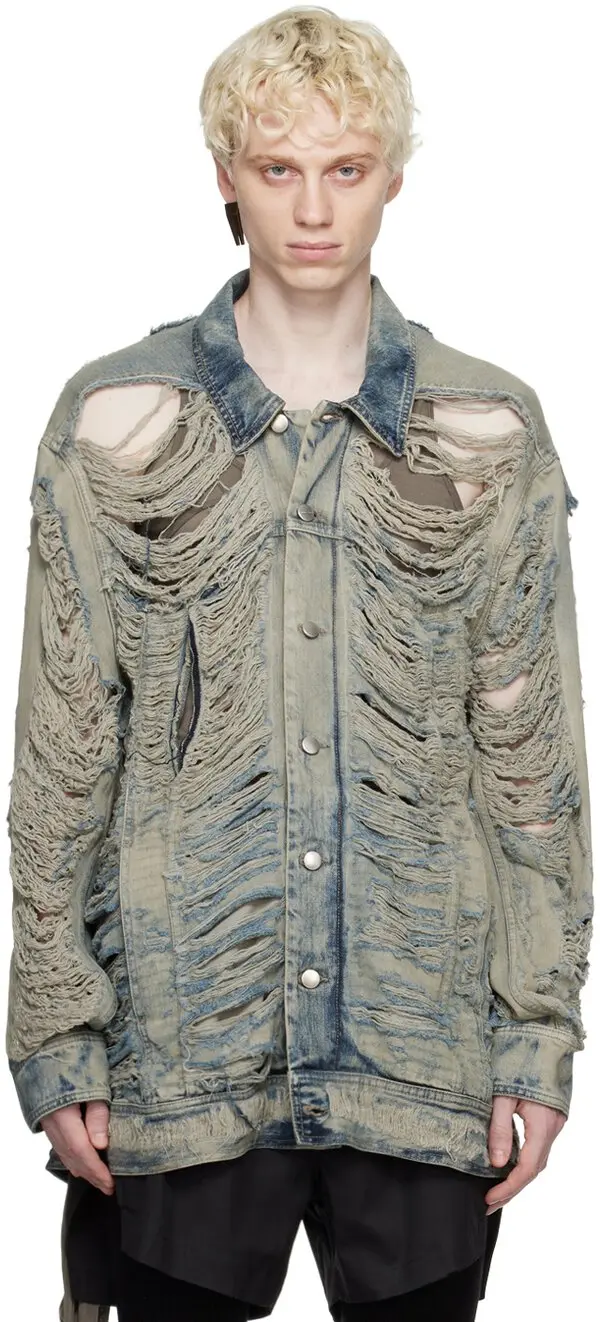 Rick owens】denim long vest
